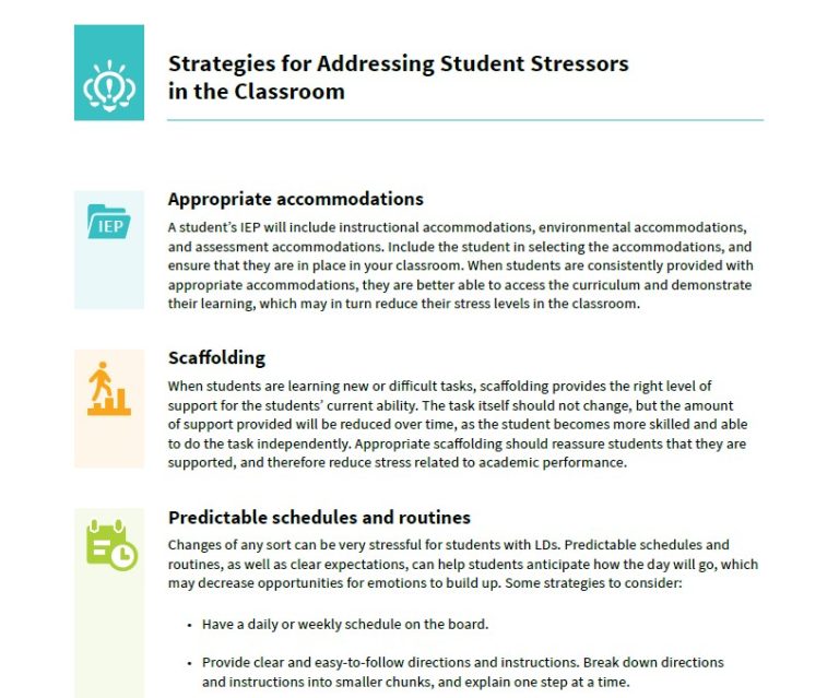 Identifying and Addressing Stressors in your Classroom - LD@school